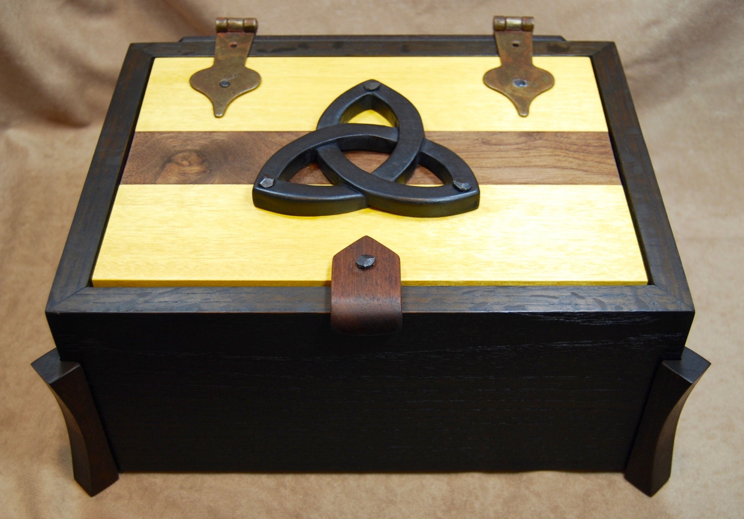 Large Ebonized Oak and Yellow Heart Box With Hand-carved Triquetra - Etsy