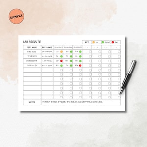 Printable Lab Results Tracker | Medical Test Log | Blood Test Chart ...