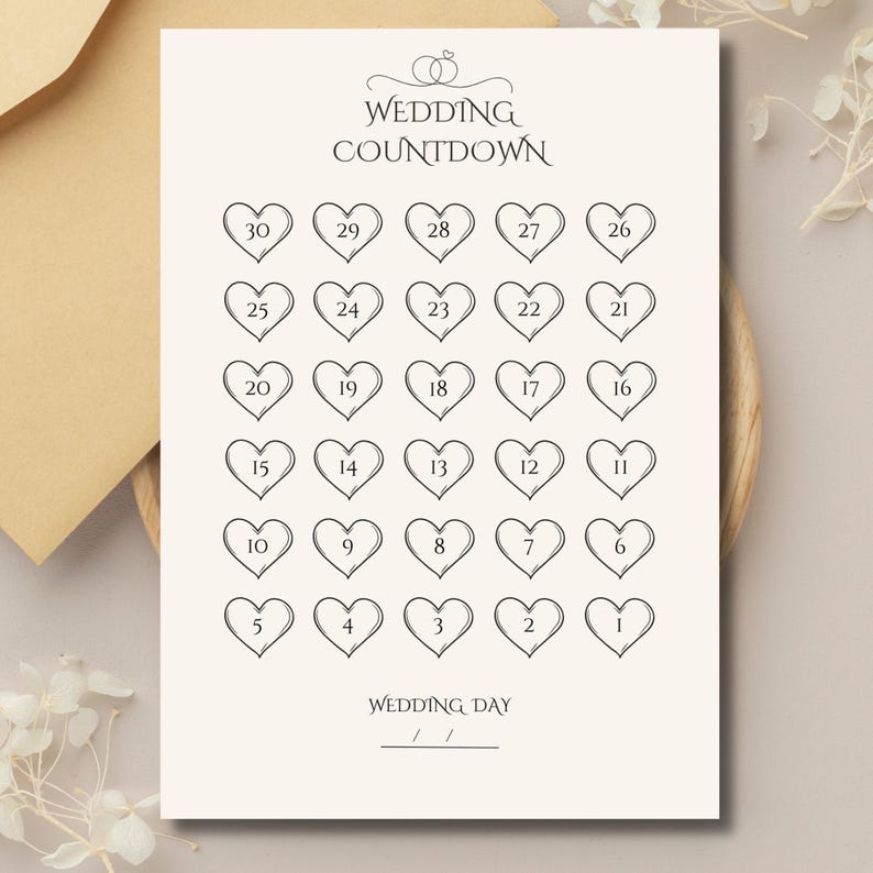Wedding Countdown Tracker: 100 & 30 Day Printable (PDF Bundle) - Etsy