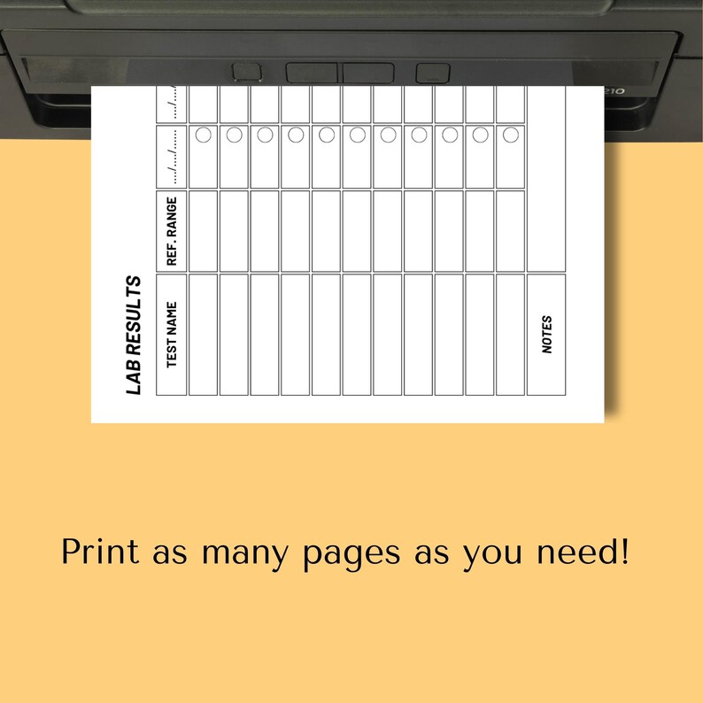 Printable Lab Results Tracker | Medical Test Log | Blood Test Chart ...