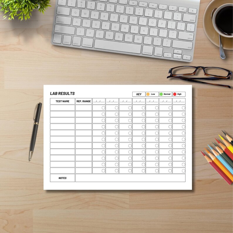 Printable Lab Results Tracker | Medical Test Log | Blood Test Chart ...