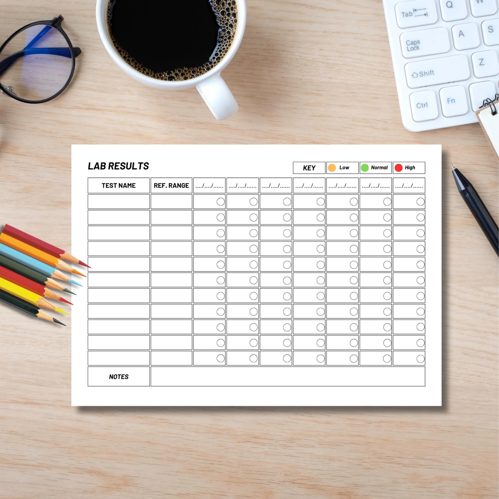 Printable Lab Results Tracker | Medical Test Log | Blood Test Chart ...