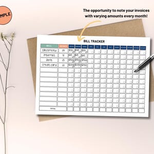 Printable Bill Tracker: Monthly Budget Planner (A4, A5, Letter Sizes ...