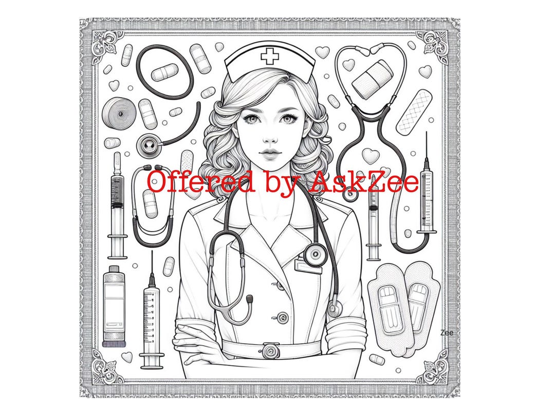 A Colorable Image of a Nurse/doctor With Their Instruments - Etsy