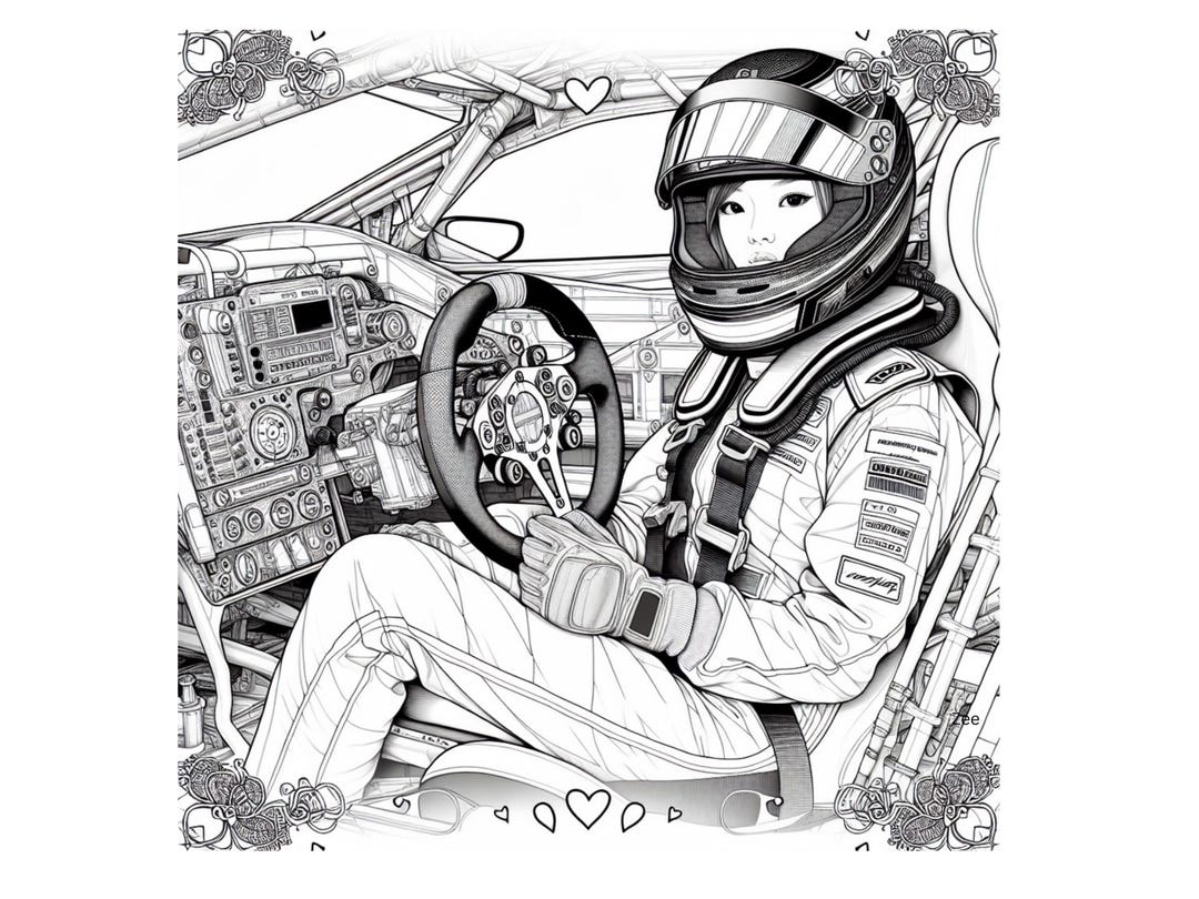 Colorable Images of Women in Racing - Etsy