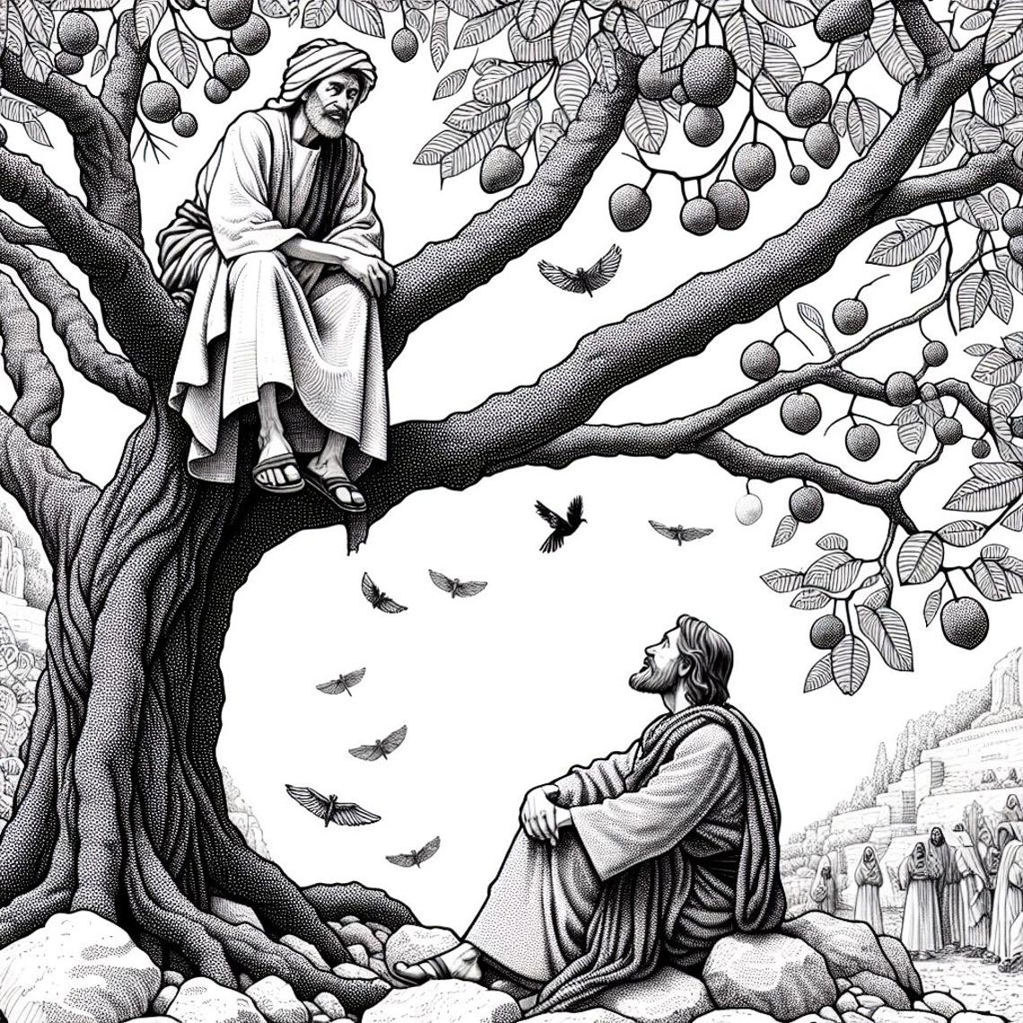 Bible Story Coloring Pages: Zacchaeus the Tax Collector and Jesus - Etsy