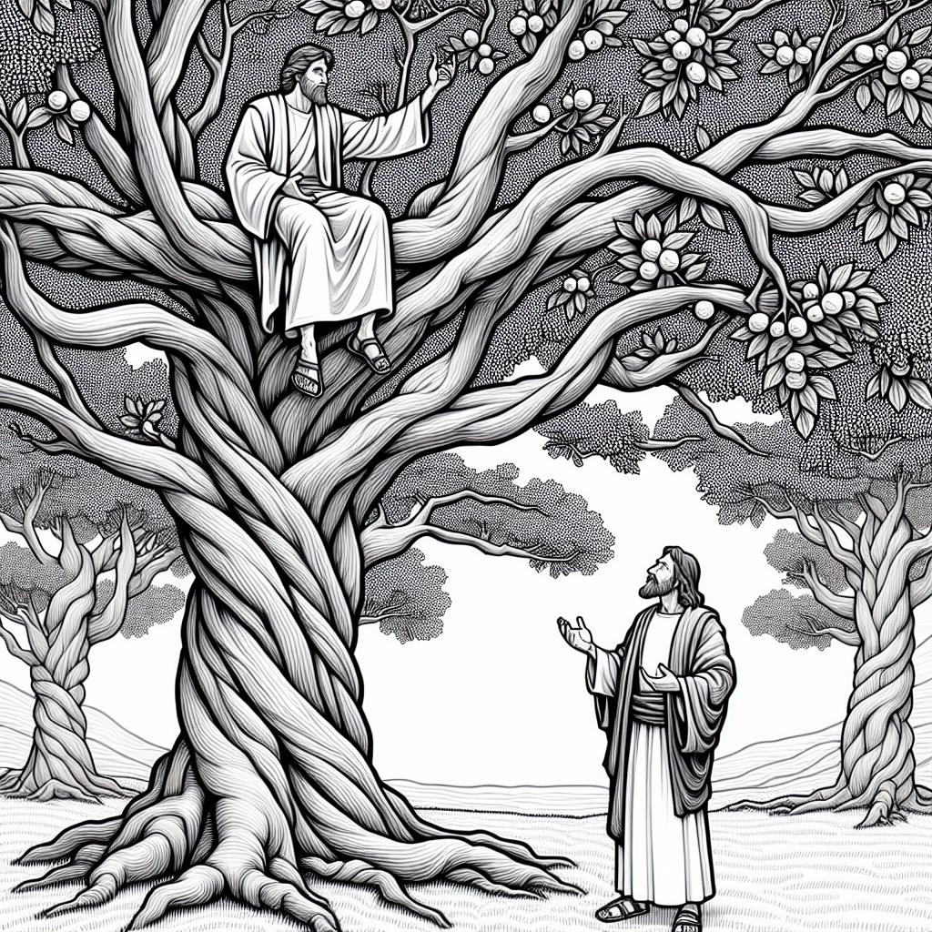Bible Story Coloring Pages: Zacchaeus the Tax Collector and Jesus - Etsy