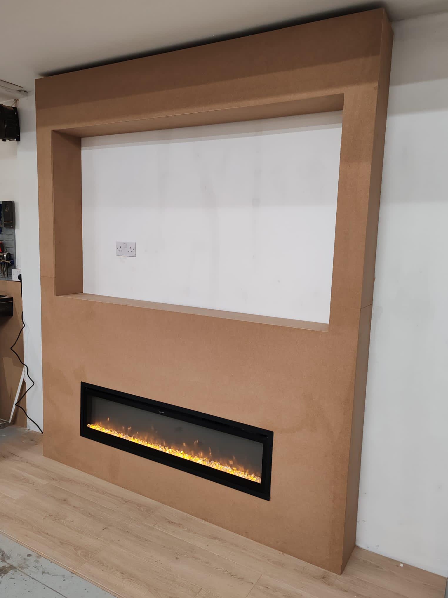 MDF Pre Built Media Wall Includes 50" Fire - up to 95"tv- Glasgow ...
