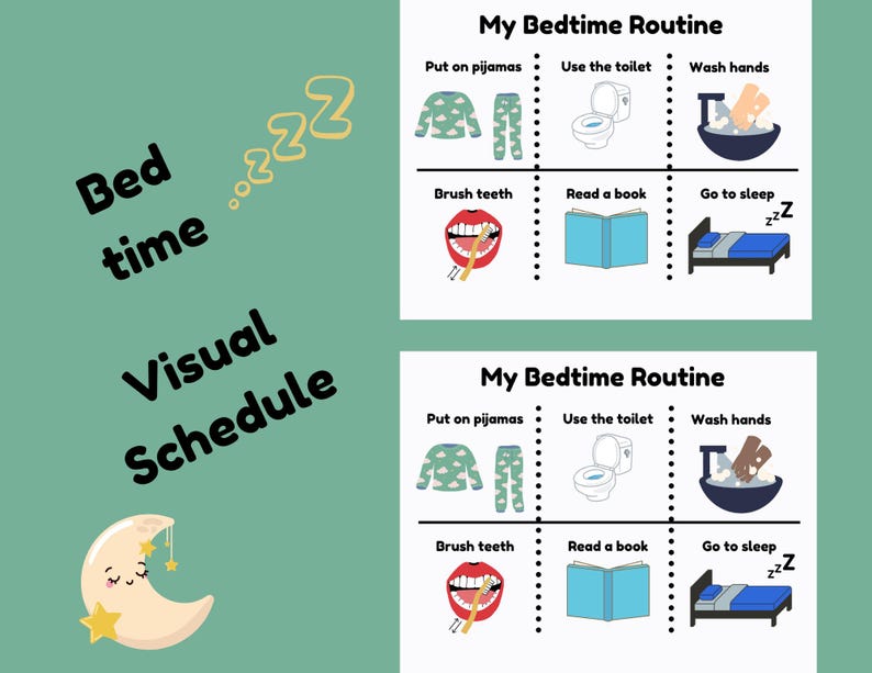 Bedtime Routine Visual Schedule for Kids (digital Download) - Etsy