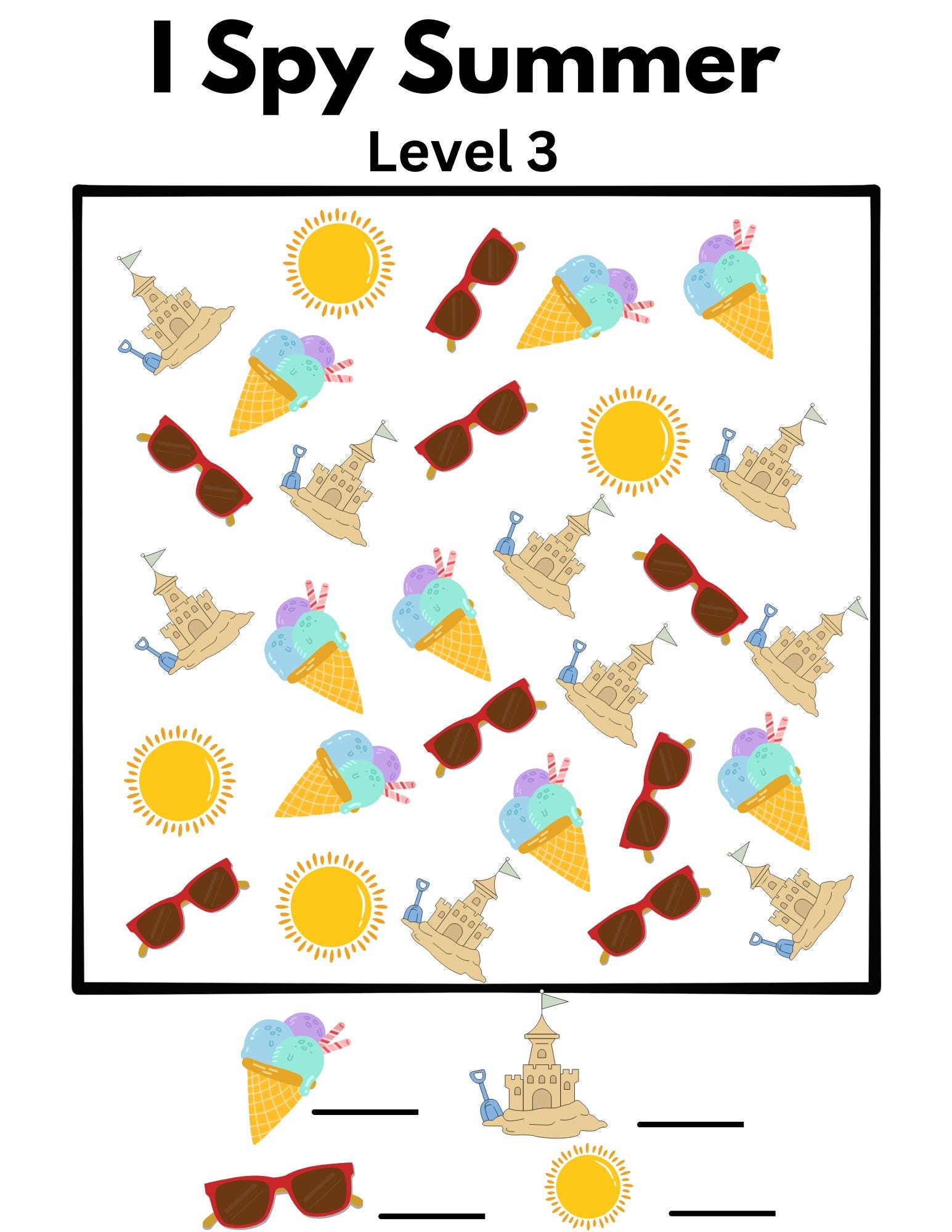 Summer I Spy Worksheets: Visual Scanning Game (digital Download) - Etsy