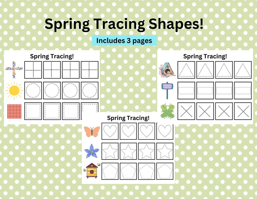 Spring Shapes Tracing Worksheet, Fine Motor Skills (digital Download ...