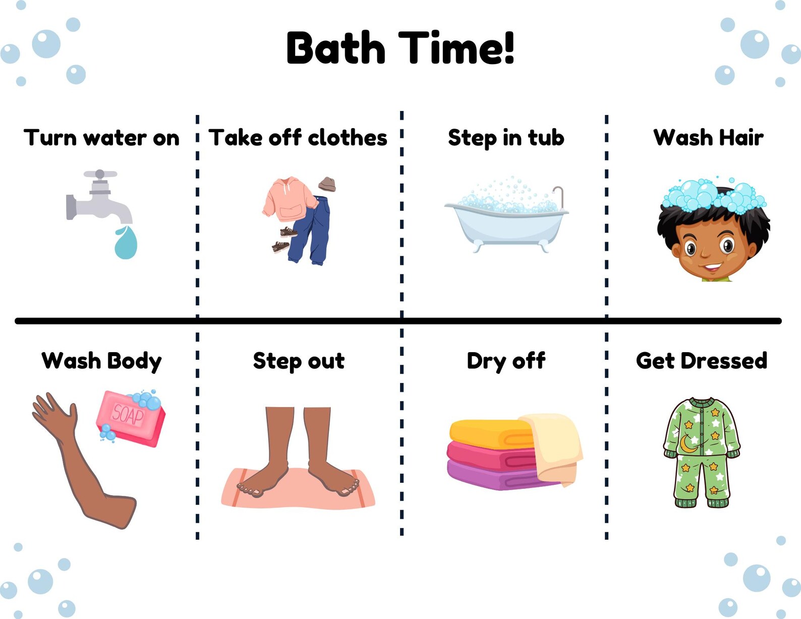 Bath Time Routine Visual Schedule I Routine Guide I Home Routine Visual ...