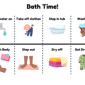 Bath Time Routine Visual Schedule I Routine Guide I Home Routine Visual ...