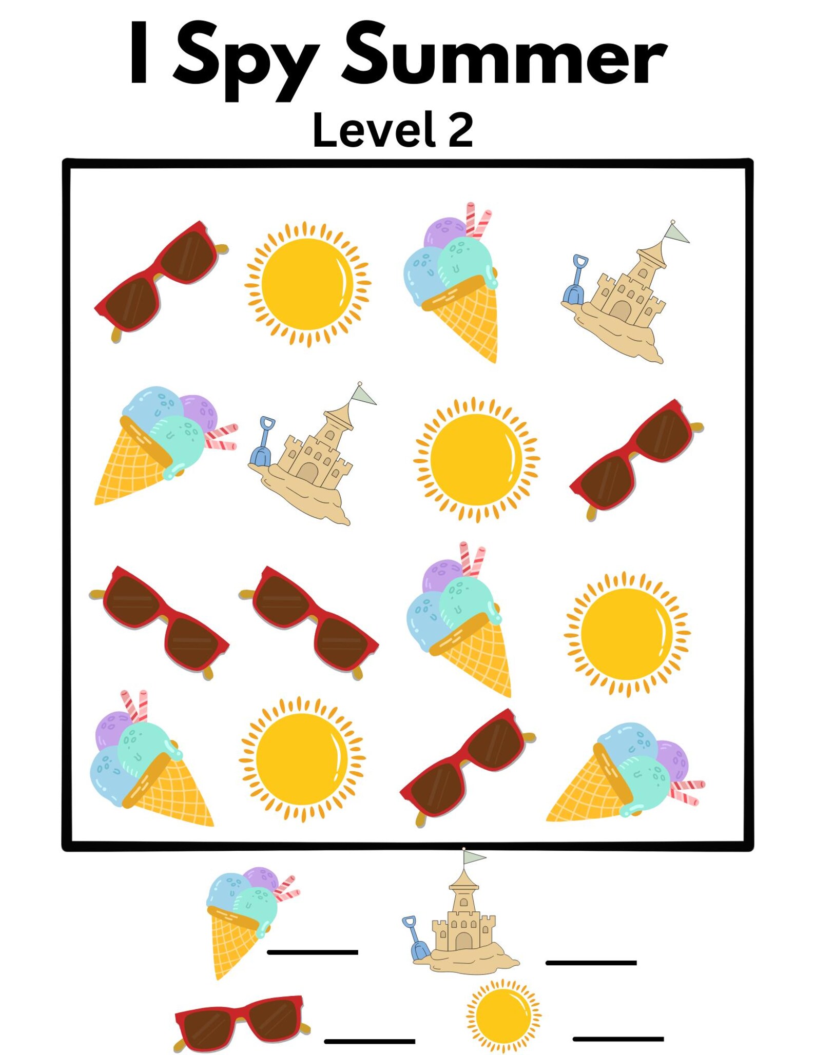 Summer I Spy Worksheets: Visual Scanning Game (digital Download) - Etsy
