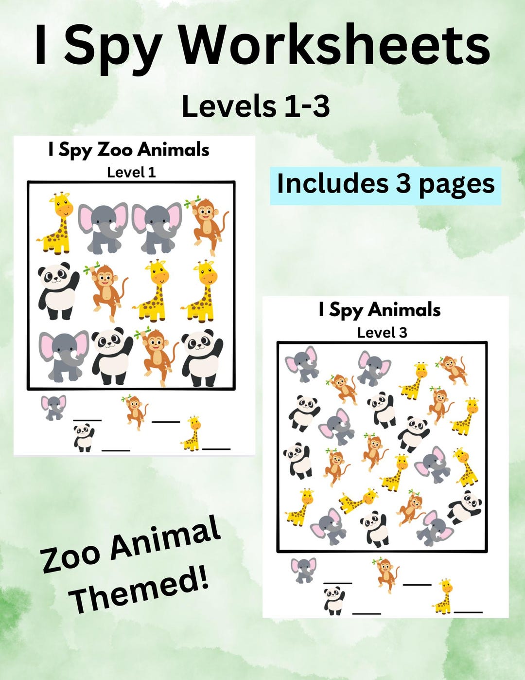 I Spy Zoo Animals Themed I Visual Scanning I Fine Motor Skills I Life ...