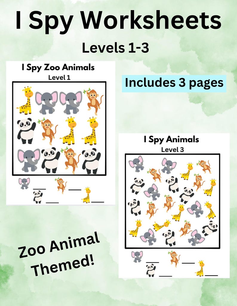 I Spy Zoo Animals Themed I Visual Scanning I Fine Motor Skills I Life ...