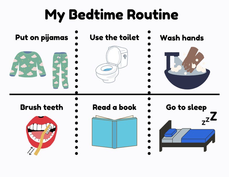 Bedtime Routine Visual Schedule for Kids (digital Download) - Etsy