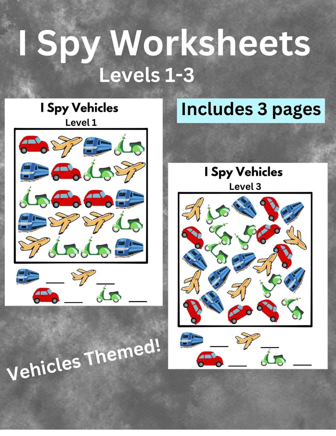 I Spy Vehicles Themed I Visual Scanning I Fine Motor Skills I Life ...