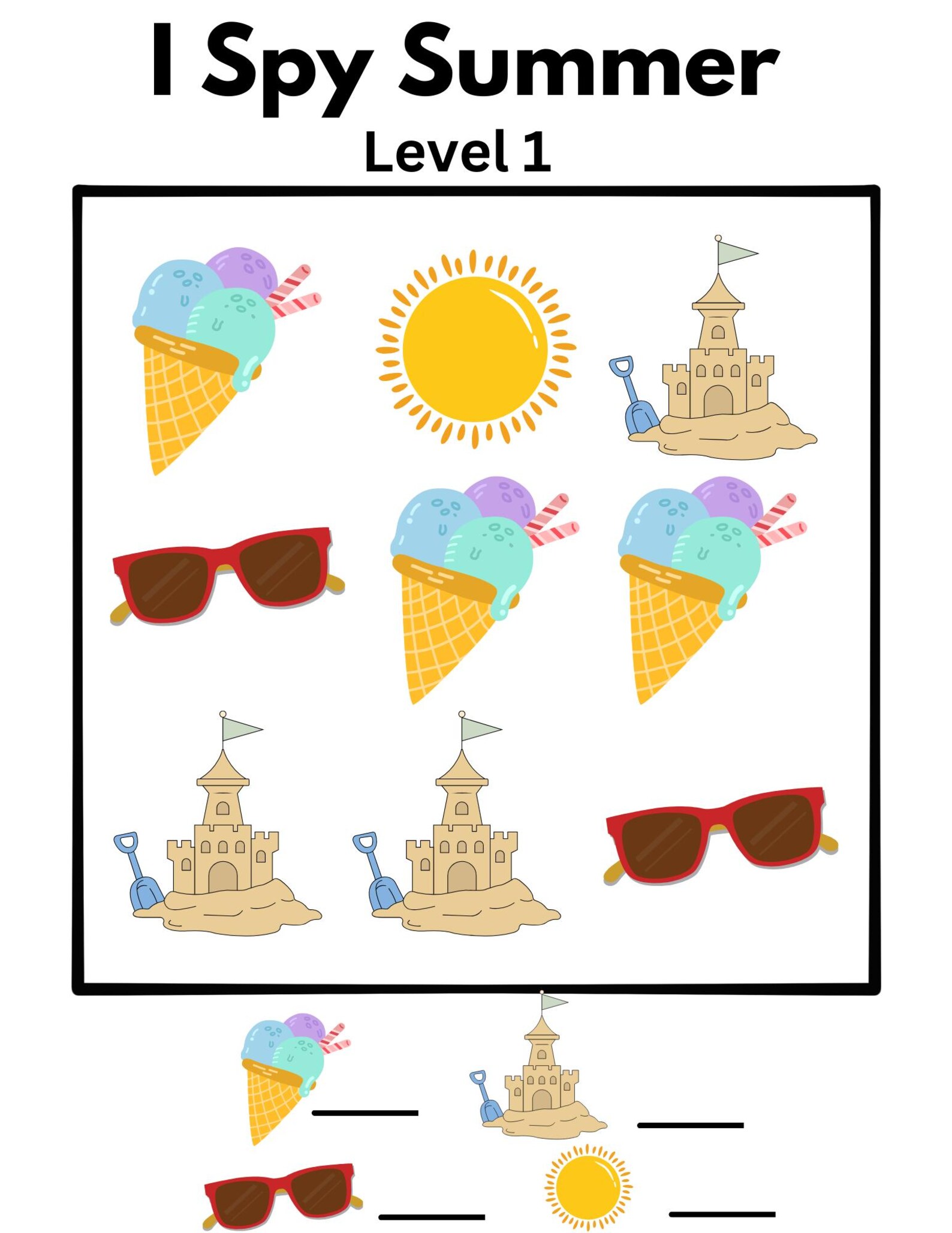 Summer I Spy Worksheets: Visual Scanning Game (digital Download) - Etsy