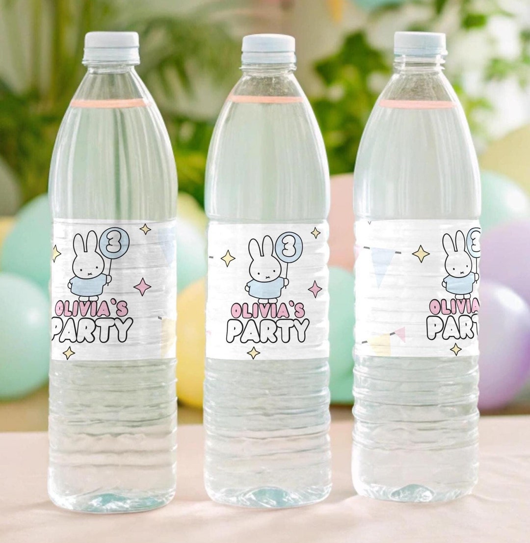 Miffy birthday Editable Water Bottle Label Template, Kawaii Miffy ...