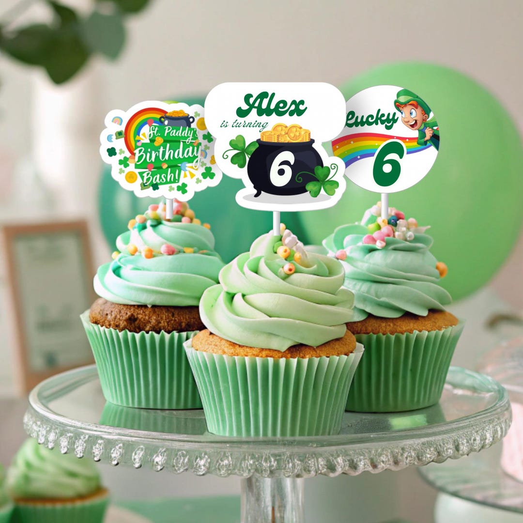 Editable St Patricks Cupcake Toppers Template, Lucky Charm Cupcake ...