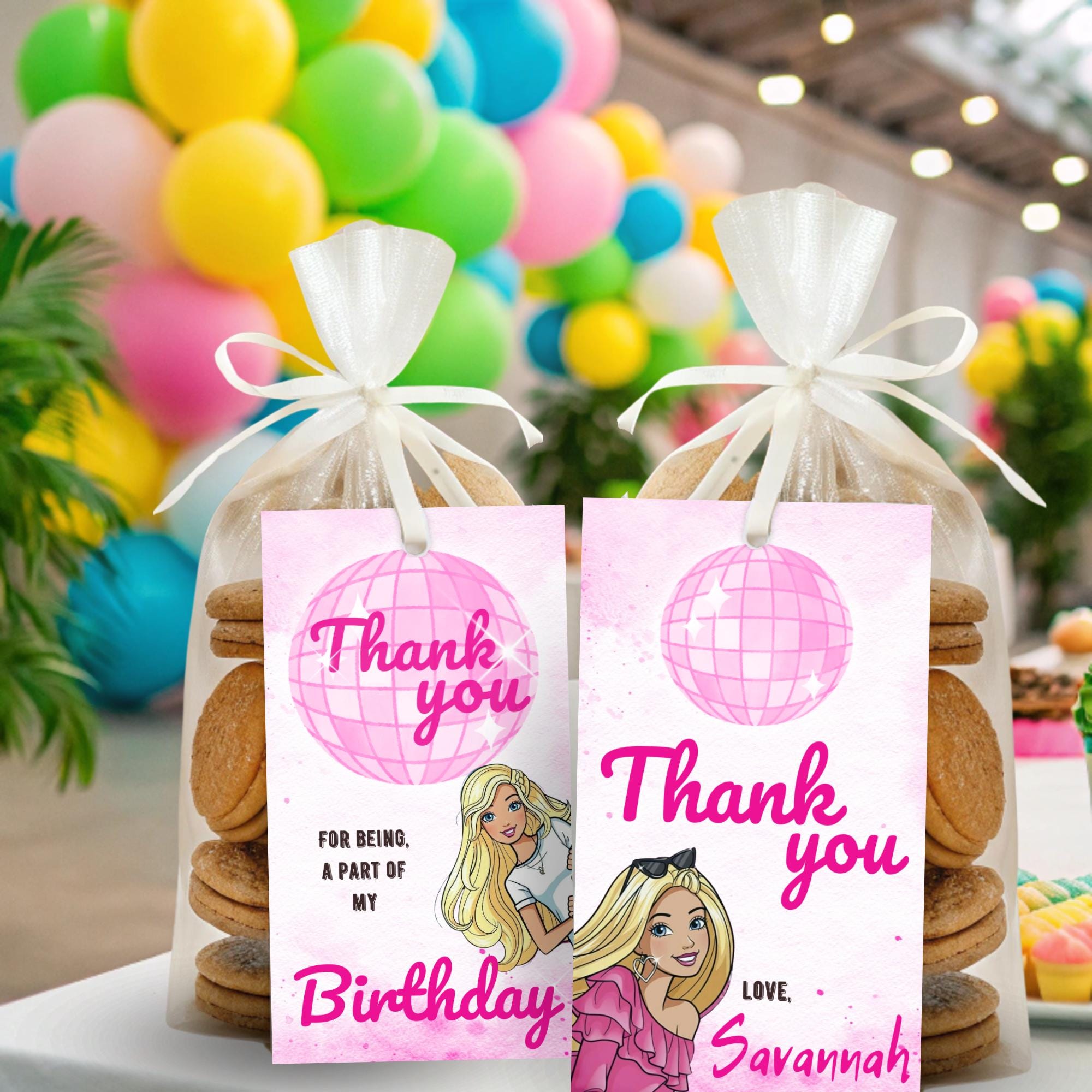 Editable Barbie Tags Template, Barbie Birthday Tags, Barbi Party ...