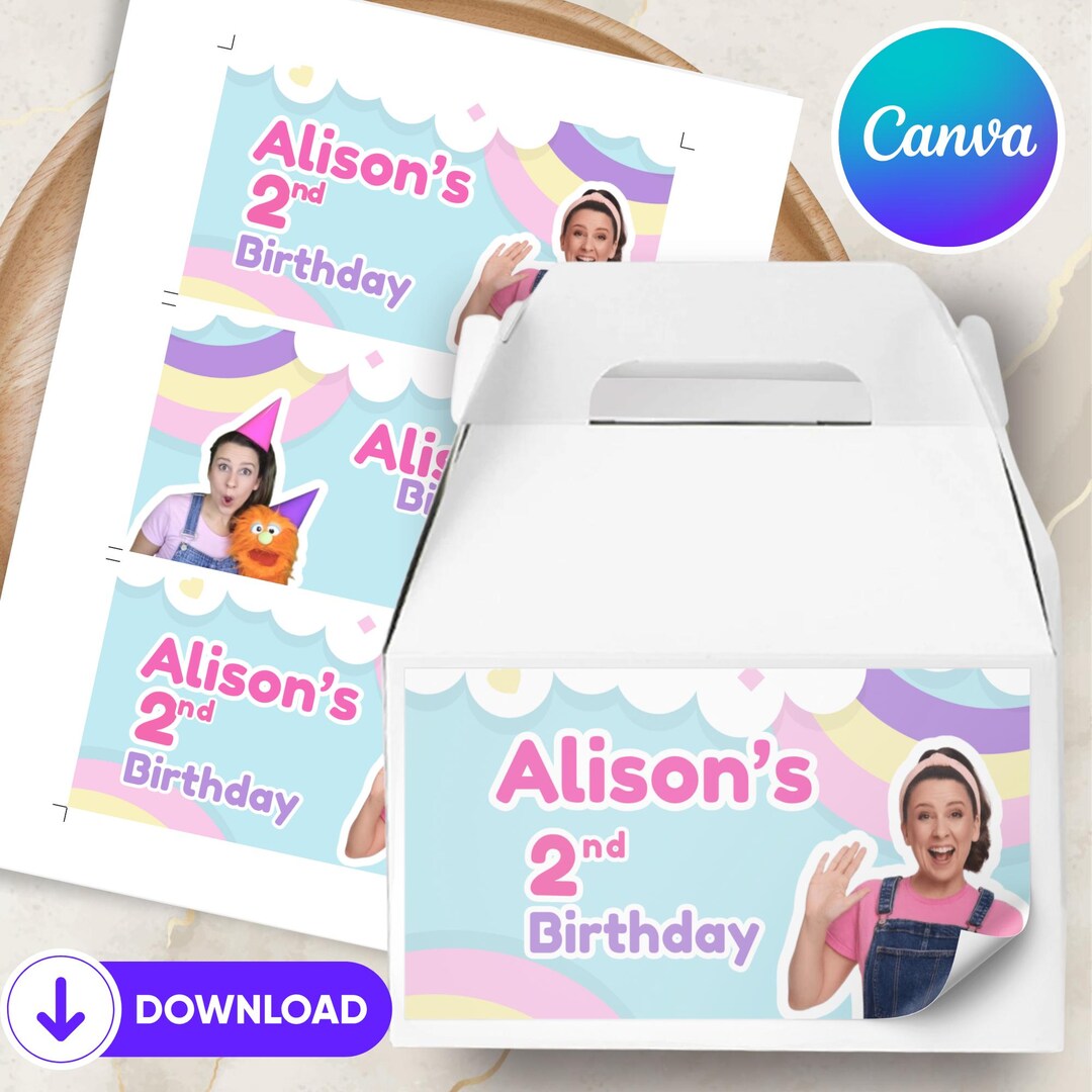 Editable Ms rachel Party Box Sticker Favor label Template, Ms rachel ...