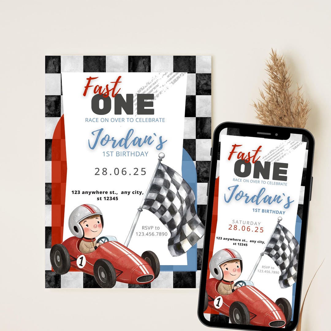 Fast one Birthday Invitation Template, Fast One Birthday Invites ...