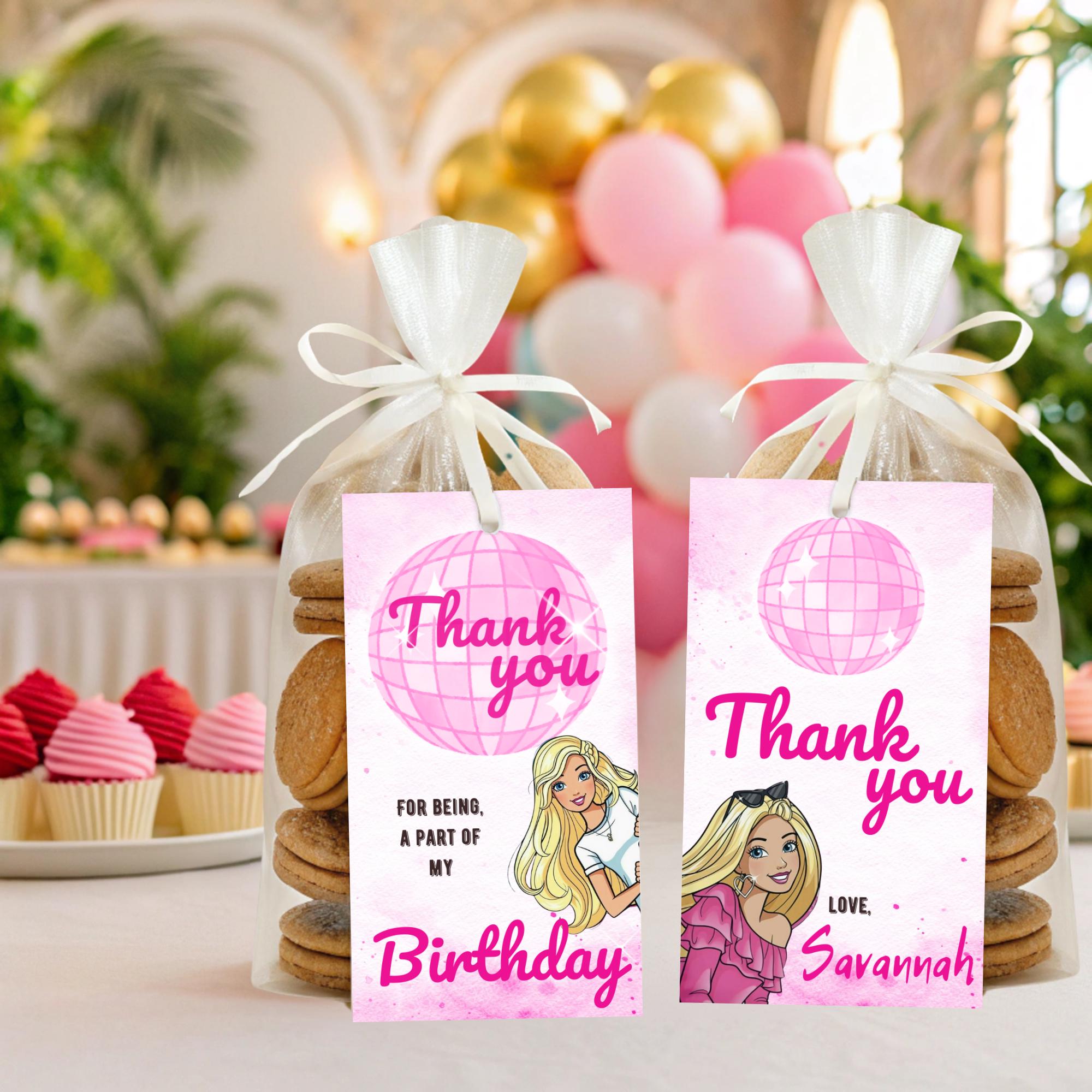 Editable Barbie Party Box Sticker Favor label Template, Barbie Birthday ...