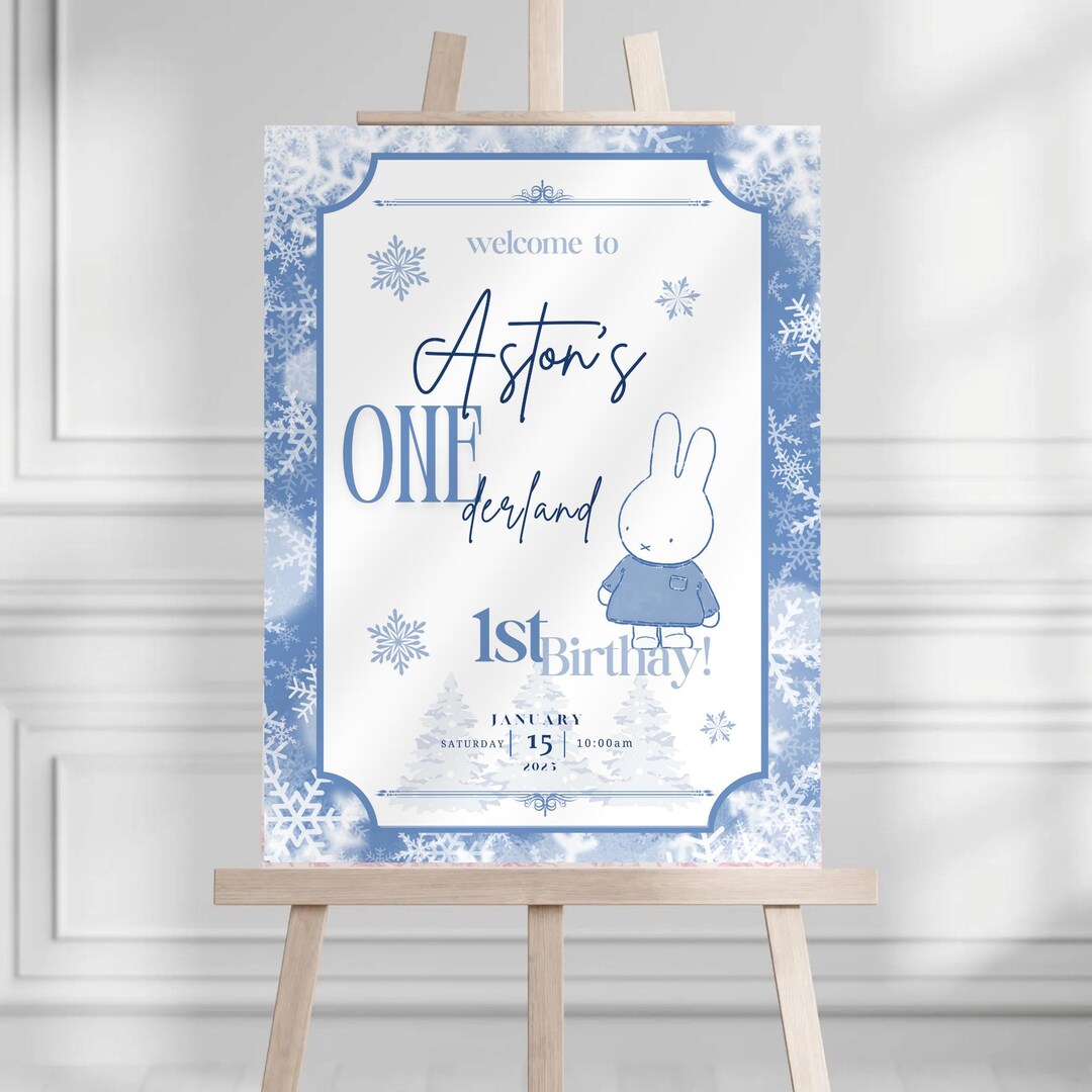 Miffy First Birthday Editable Welcome Sign Template, Miffy Bunny ...