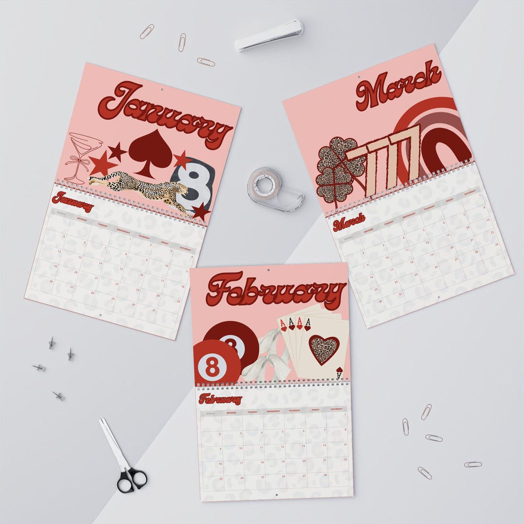 2025 Wall Calendar Trendy Cheetah Theme Cheetah Coquette Collage ...