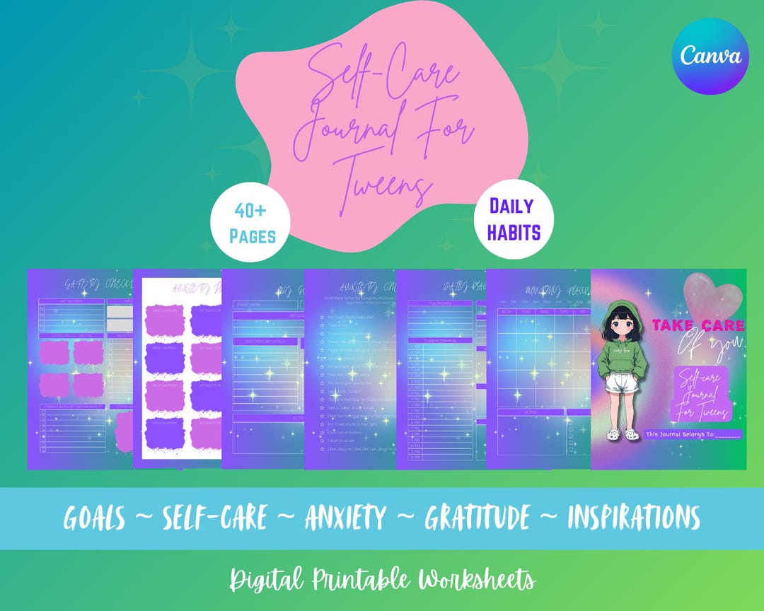 Teen Tween Self-care Journal, Planner, Health Habit Anxiety Medication ...