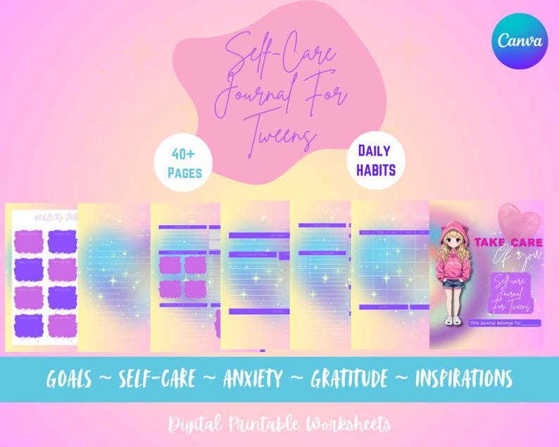 Teen Tween Self-care Journal, Planner, Health Habit Anxiety Medication ...