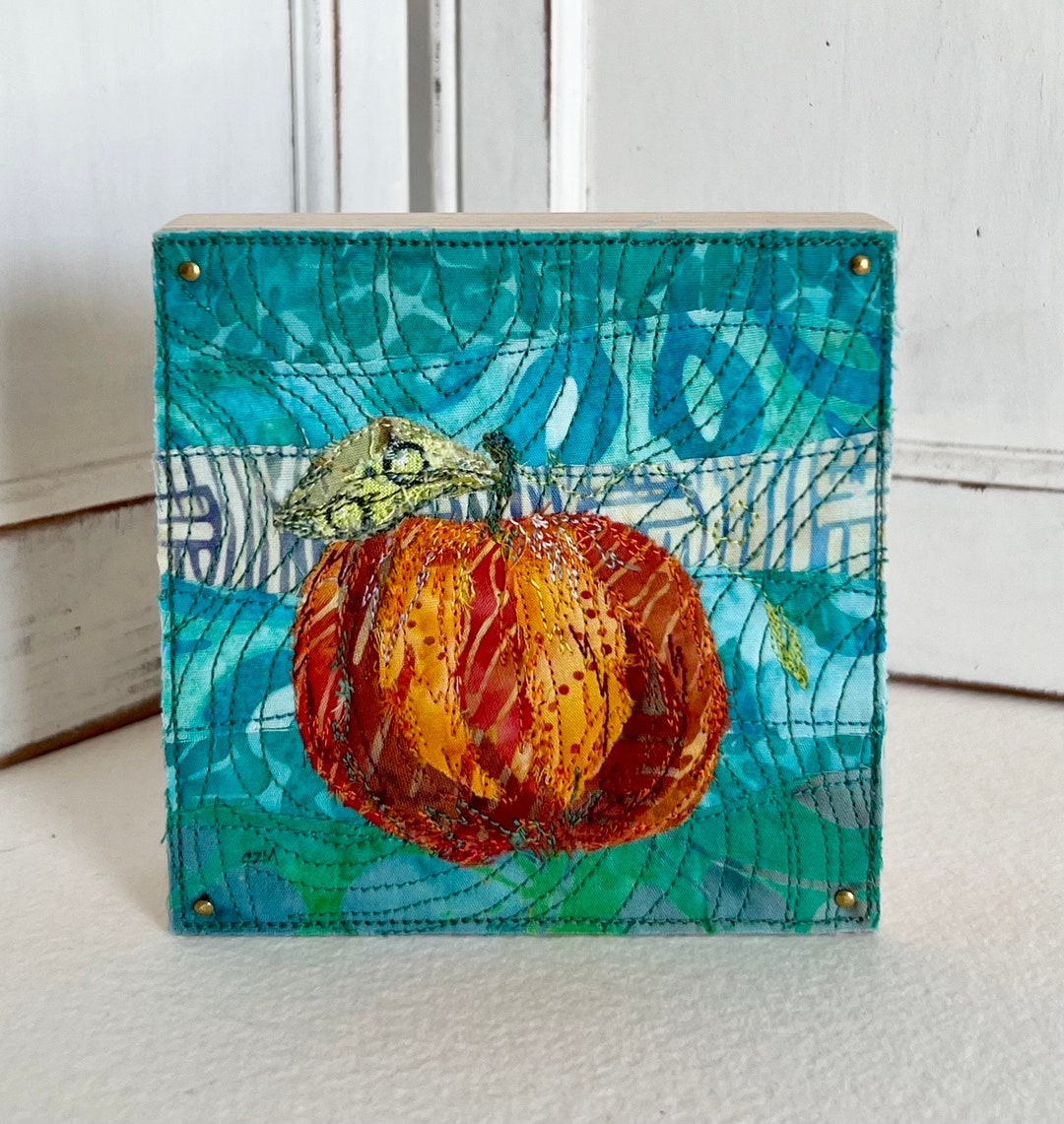 Wee Pumpkin Original Textile Art Collage - Etsy