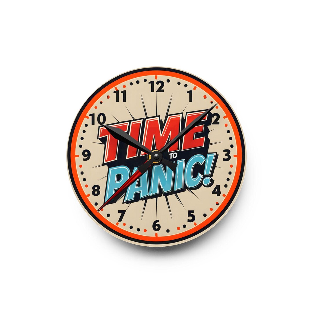 Retro Comic Style Wall Clock 'time to Panic' Decorative Clock for Home ...