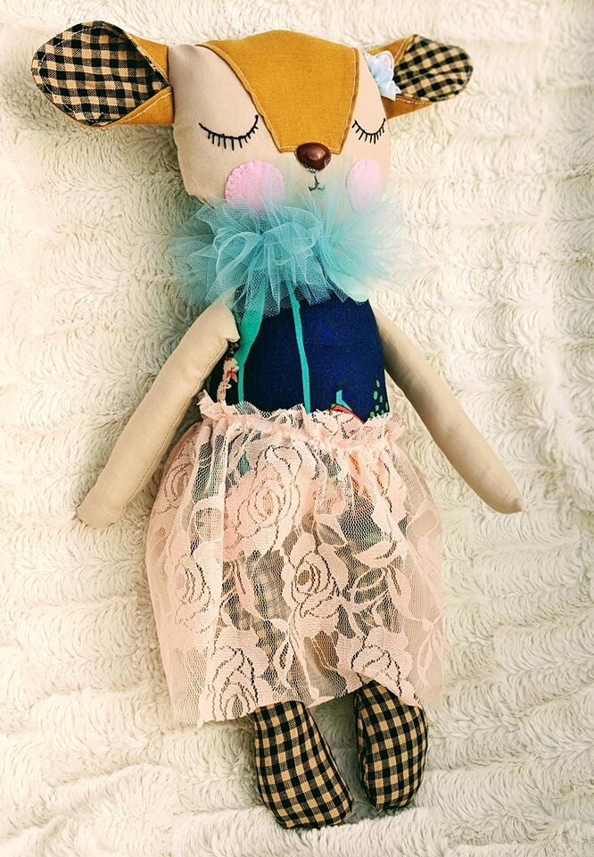 Fifi Fox Cloth Doll OOAK Handmade Fox Stuffed Toy Fox Girl Cloth Doll ...