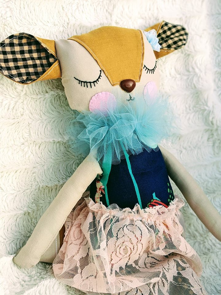 Fifi Fox Cloth Doll OOAK Handmade Fox Stuffed Toy Fox Girl Cloth Doll ...