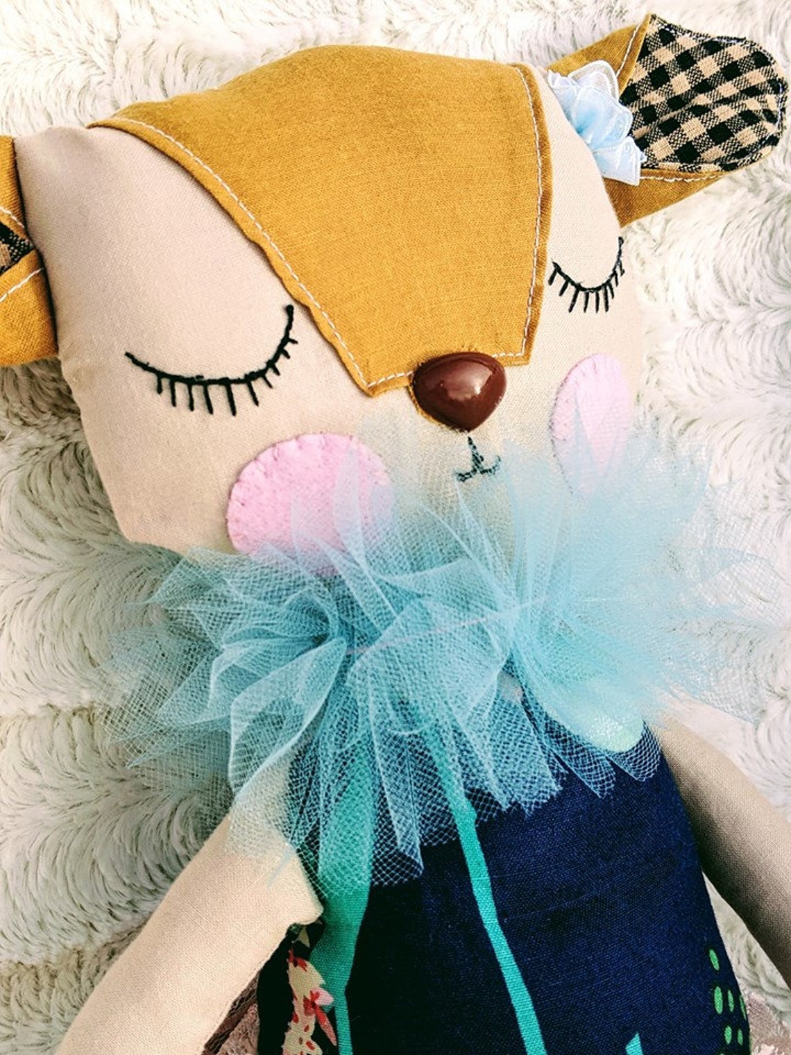 Fifi Fox Cloth Doll OOAK Handmade Fox Stuffed Toy Fox Girl Cloth Doll ...