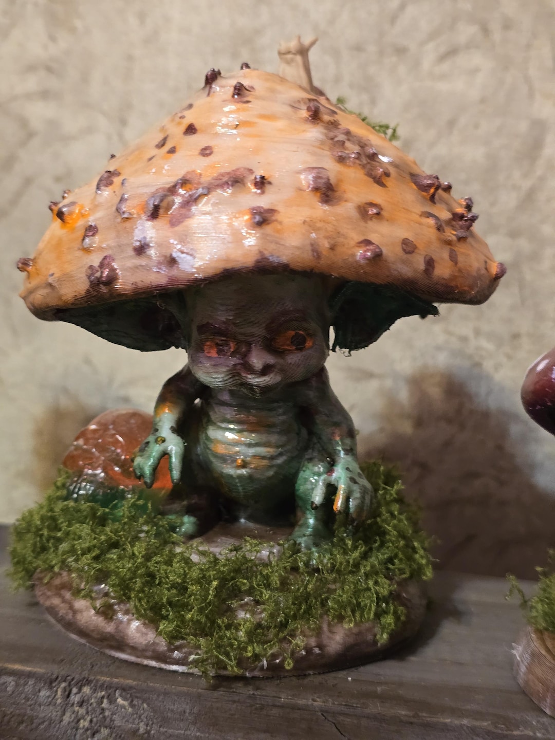 Hand-painted Mushroom Goblin Figurine – Grumpy Forest Spirit Statue ...