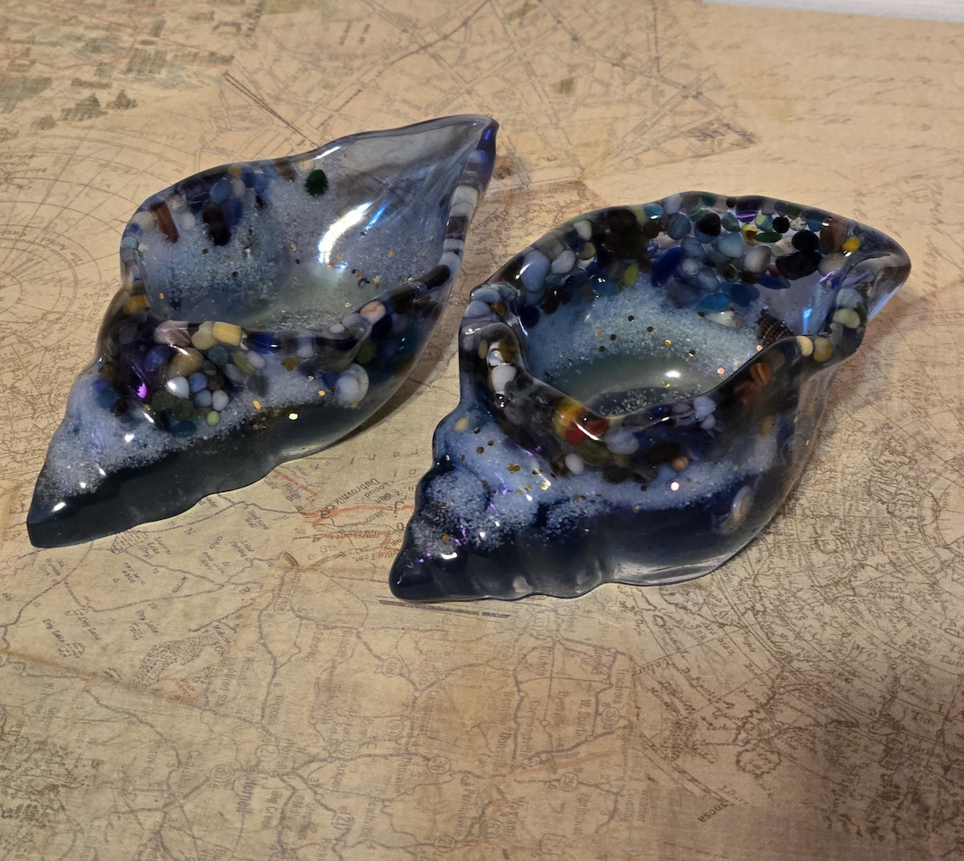 Blue Ocean Seashell Catch All Dishes Set of Two - Etsy