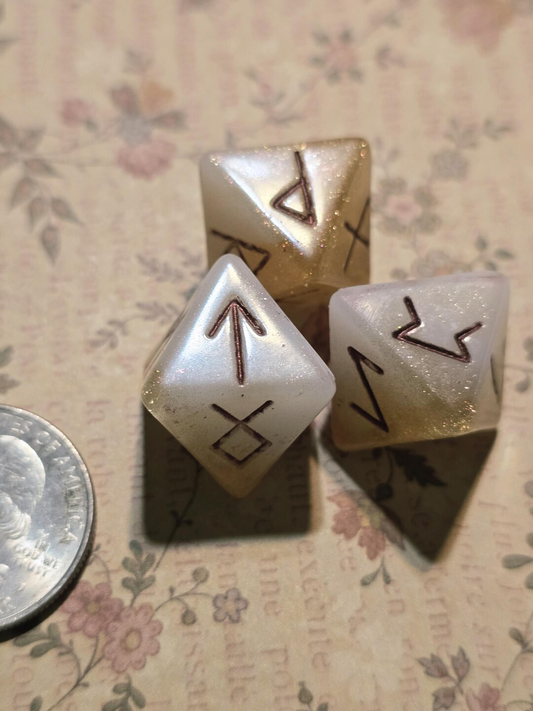 Rune Dice, Three 8 Sided Dice, 24 Runes, Hand Poured Resin Elder ...