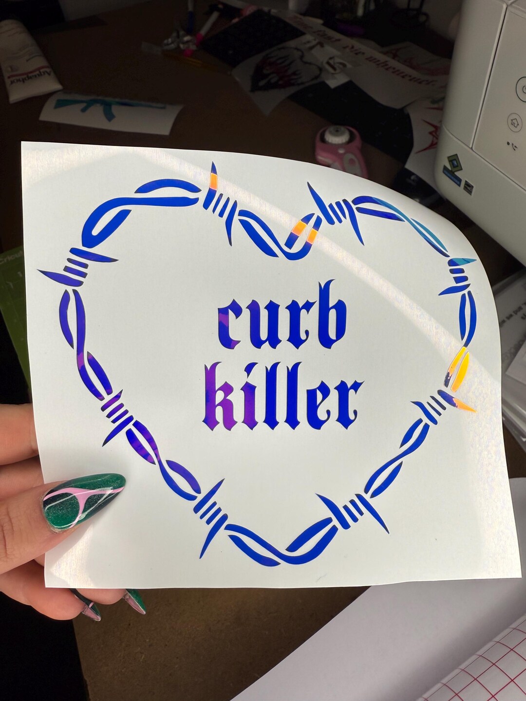 Curb Killer Barbed Wire Heart Bumper Sticker | Funny Car Decal | Bad ...