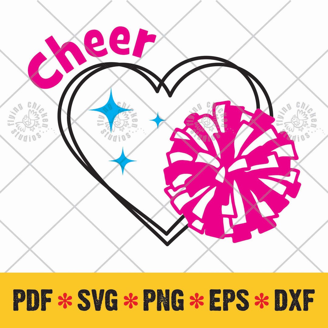 Cheer SVG, Cheer, Png, Eps, Pdf, Dxf, Cheerleading, Heart, Pom Pom ...