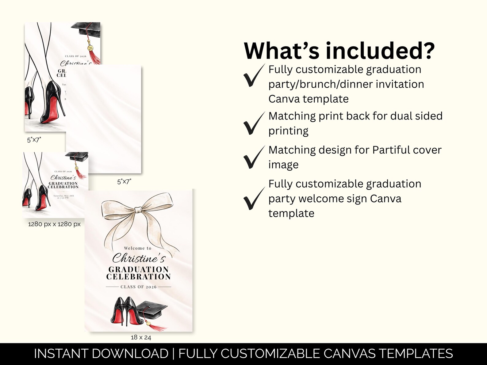 Editable Graduation Invitation Bundle, Classy College Grad Party ...