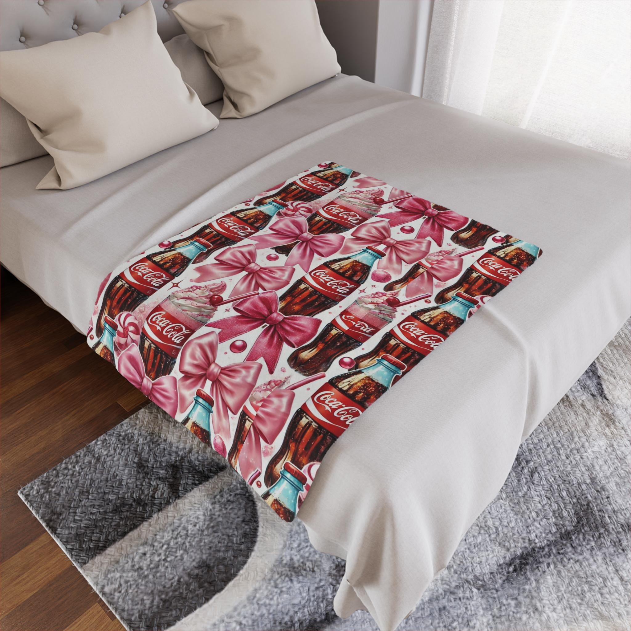 Coca Cola Pink Bow Blanket, Coca Cola Blanket, Diet Coke Drinkers ...