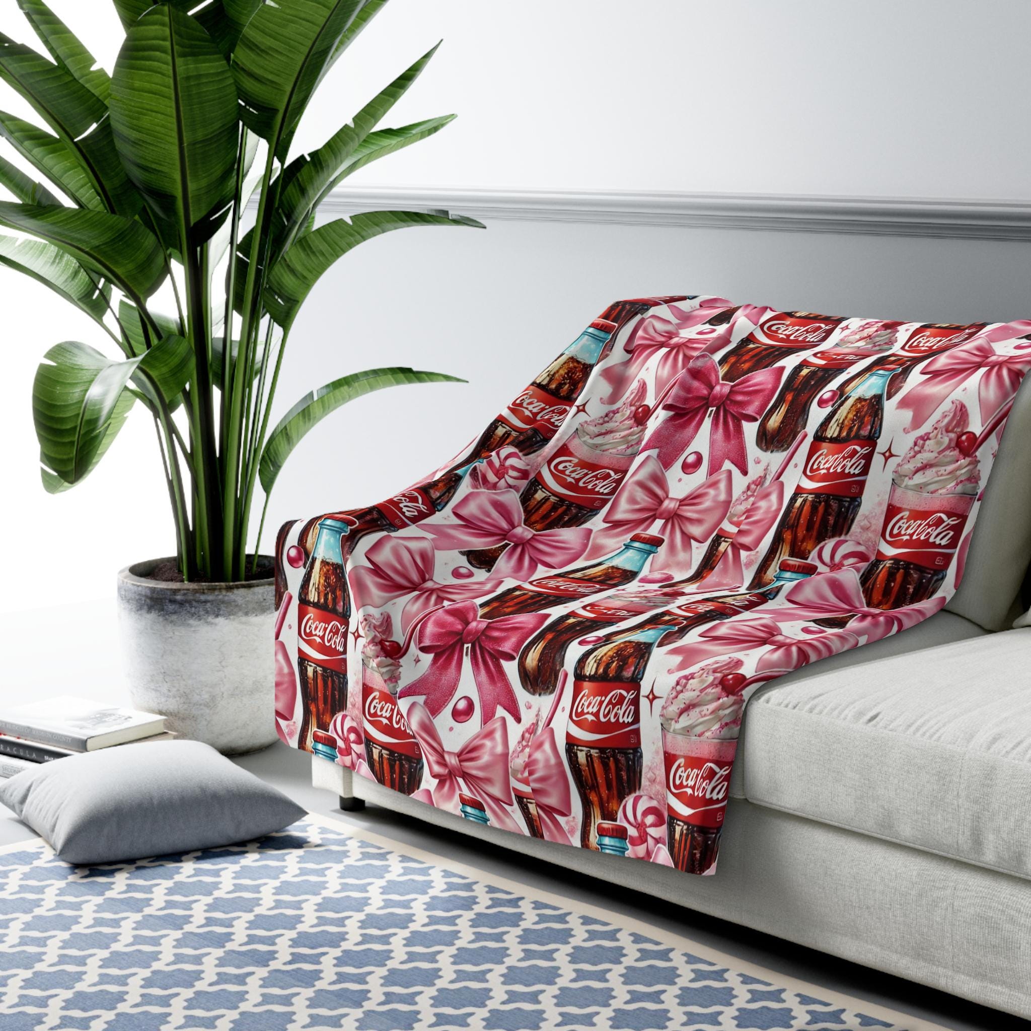 Coca Cola Pink Bow Blanket, Coca Cola Blanket, Diet Coke Drinkers ...