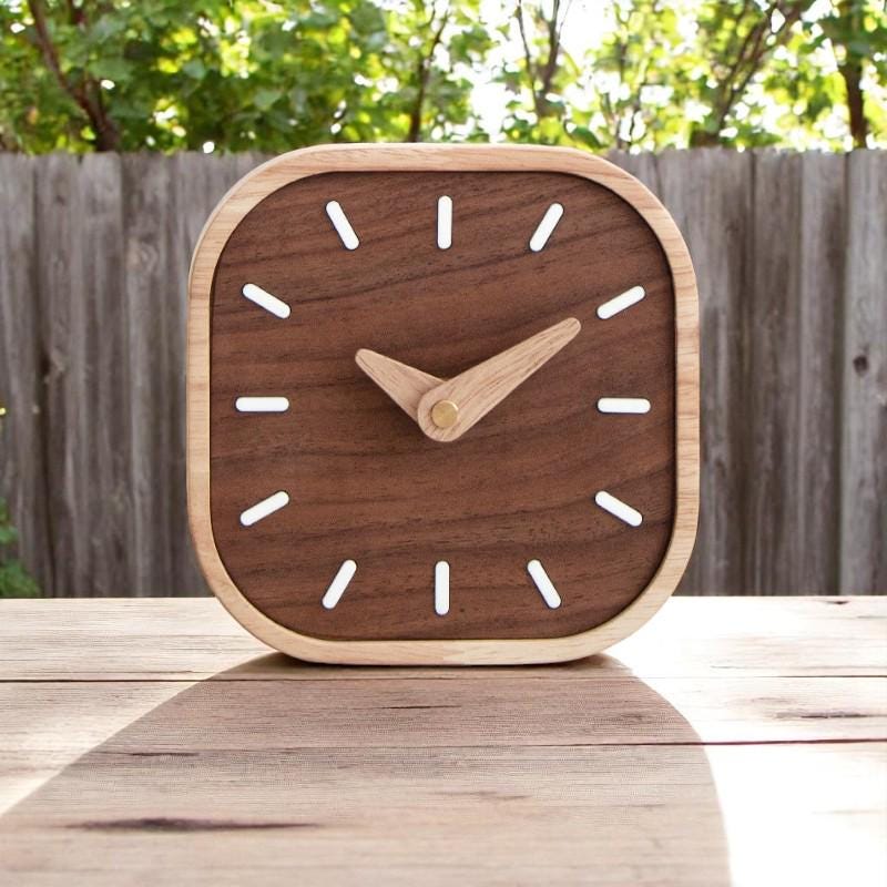 Minimal Design Wooden Decorative Table Clock. Wood Clock, Modern Clock ...