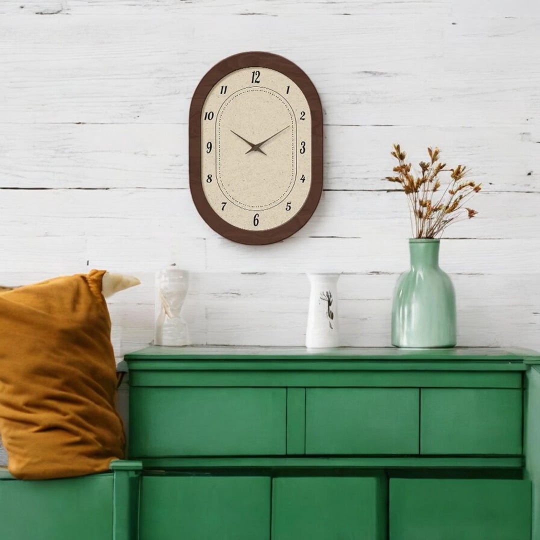 Retro Style Oval Wall Clock. Modern Wall Clock, Decorative Wall Clock ...