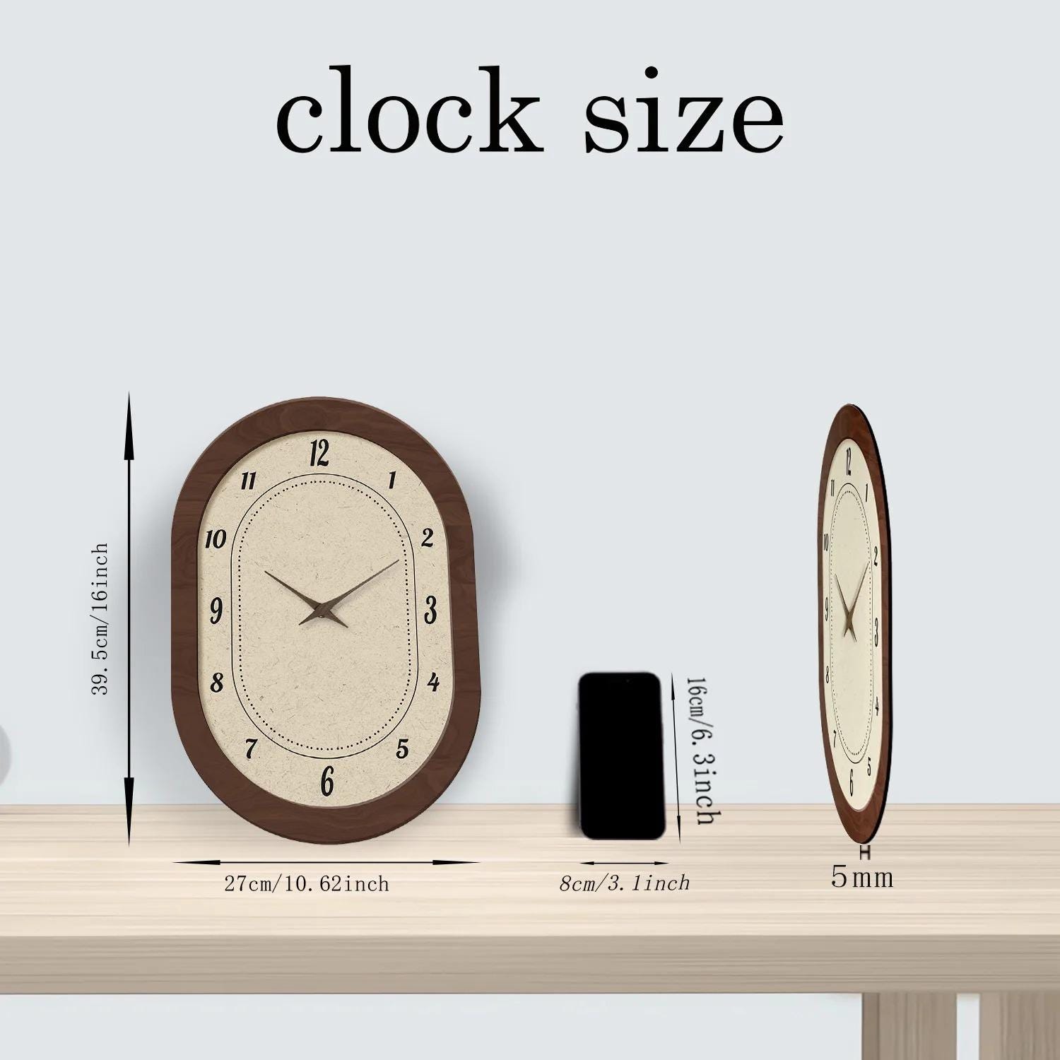 Retro Style Oval Wall Clock. Modern Wall Clock, Decorative Wall Clock ...