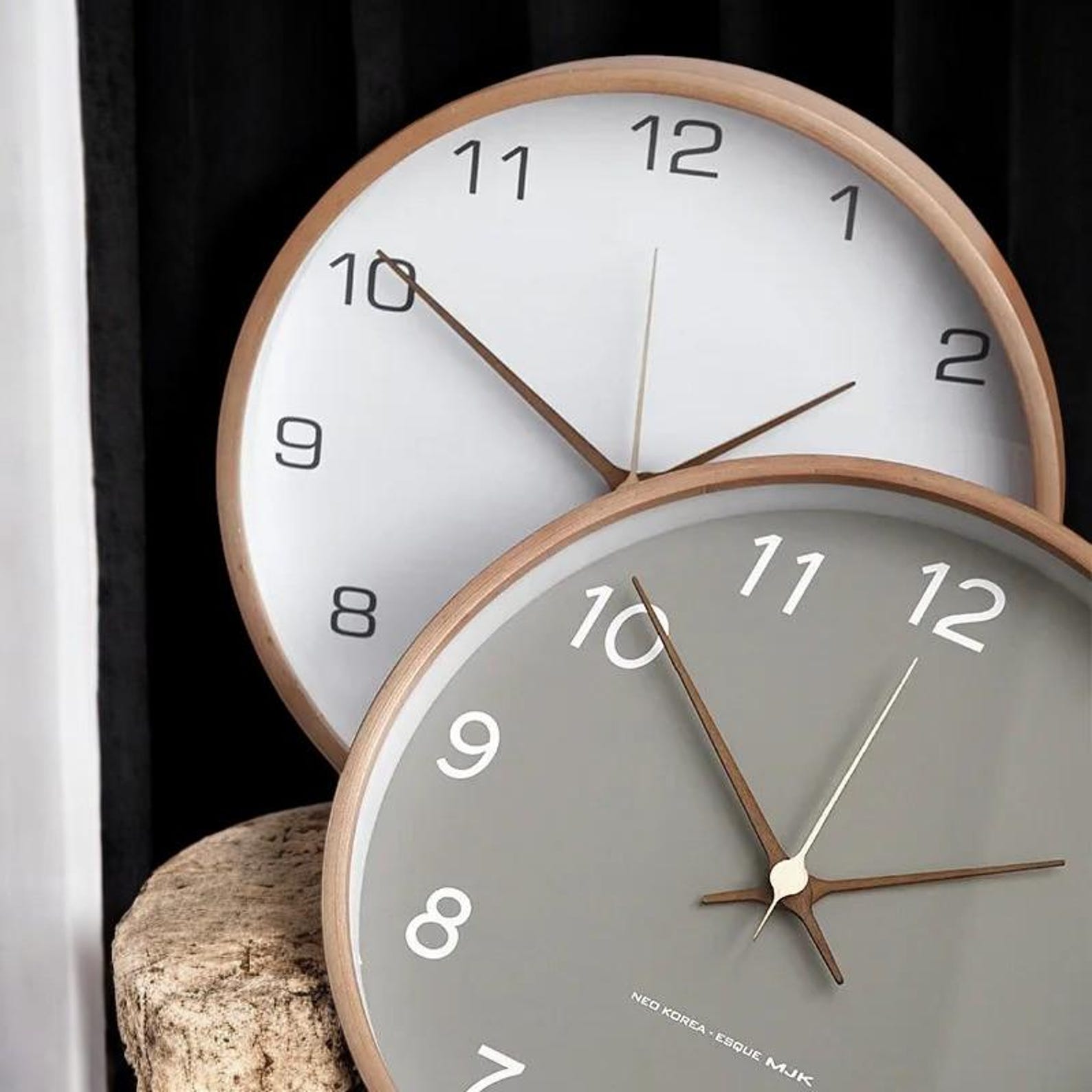 Modern Wall Clock. Solid Wood Transparent Glass Wall Clock. 24 Hour ...